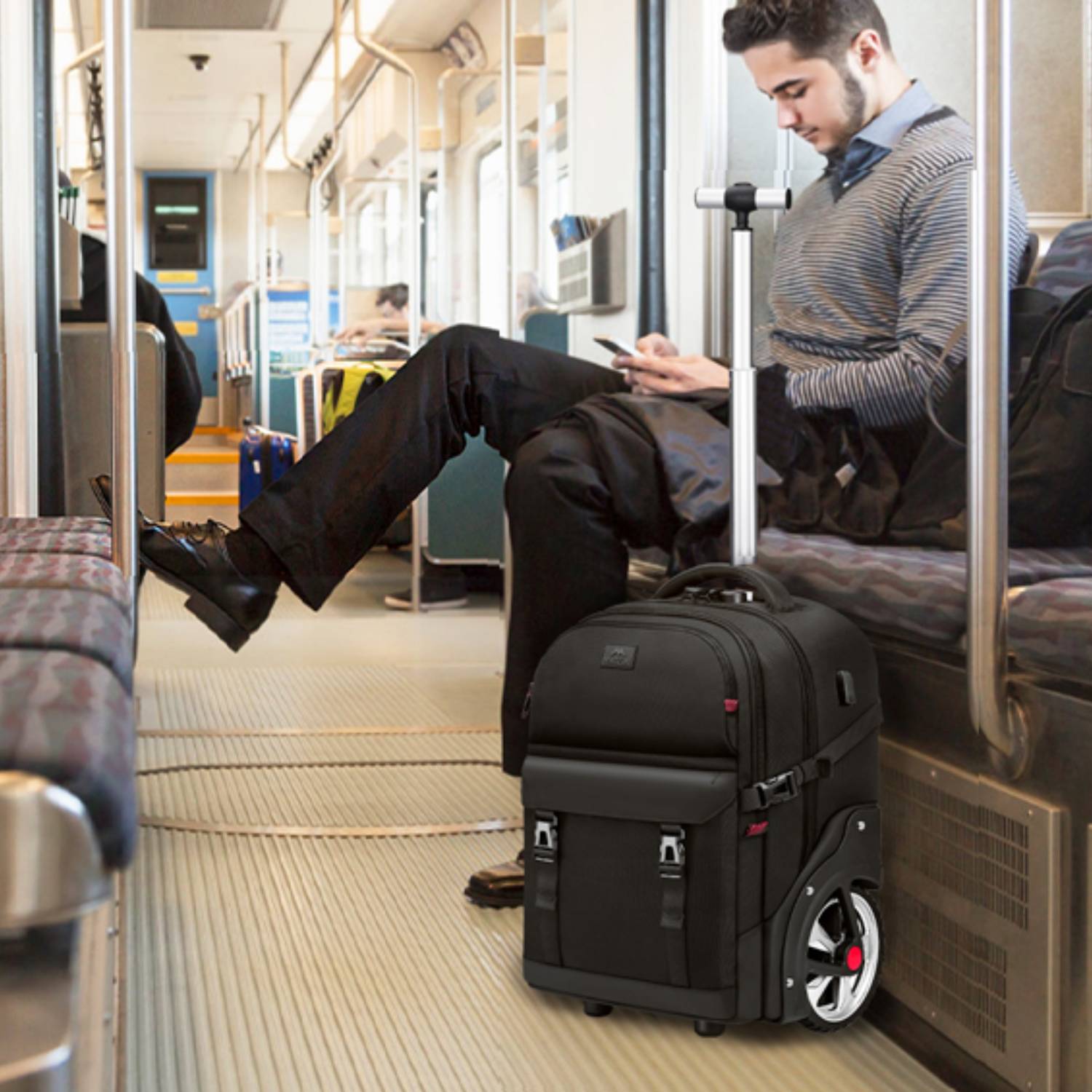 MATEIN Rolling Backpack with Combination Lock, 17 Inch Large Wheeled ...