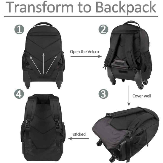 4 Wheels Rolling Backpack for School and Travel